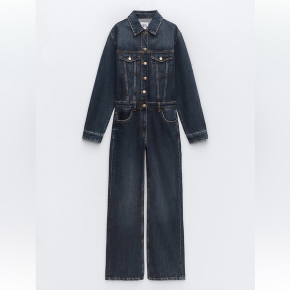 Zara | Pants & Jumpsuits | Zara Denim Trf Jumpsuit | Poshmark